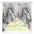 Abstract Dinosaur Sheer Curtains Swag Valances for Windows Retro Gray ...