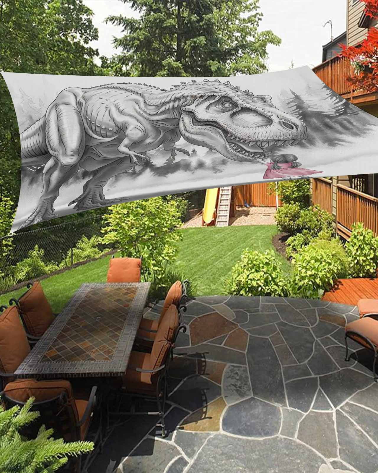 Abstract Dinosaur Waterproof Sun Shade Sail Retro Gray Animal Little ...
