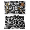 Abstract Distortion Texture Cotton Linen Placemats Set of 1, Grey Black ...