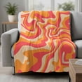 Abstract Distortion Texture Fleece Throw Blanket Red Yellow Line Fluid ...