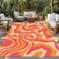 Abstract Distortion Texture Indoor Outdoor Rugs 6x9 Ft, Red Yellow Line ...