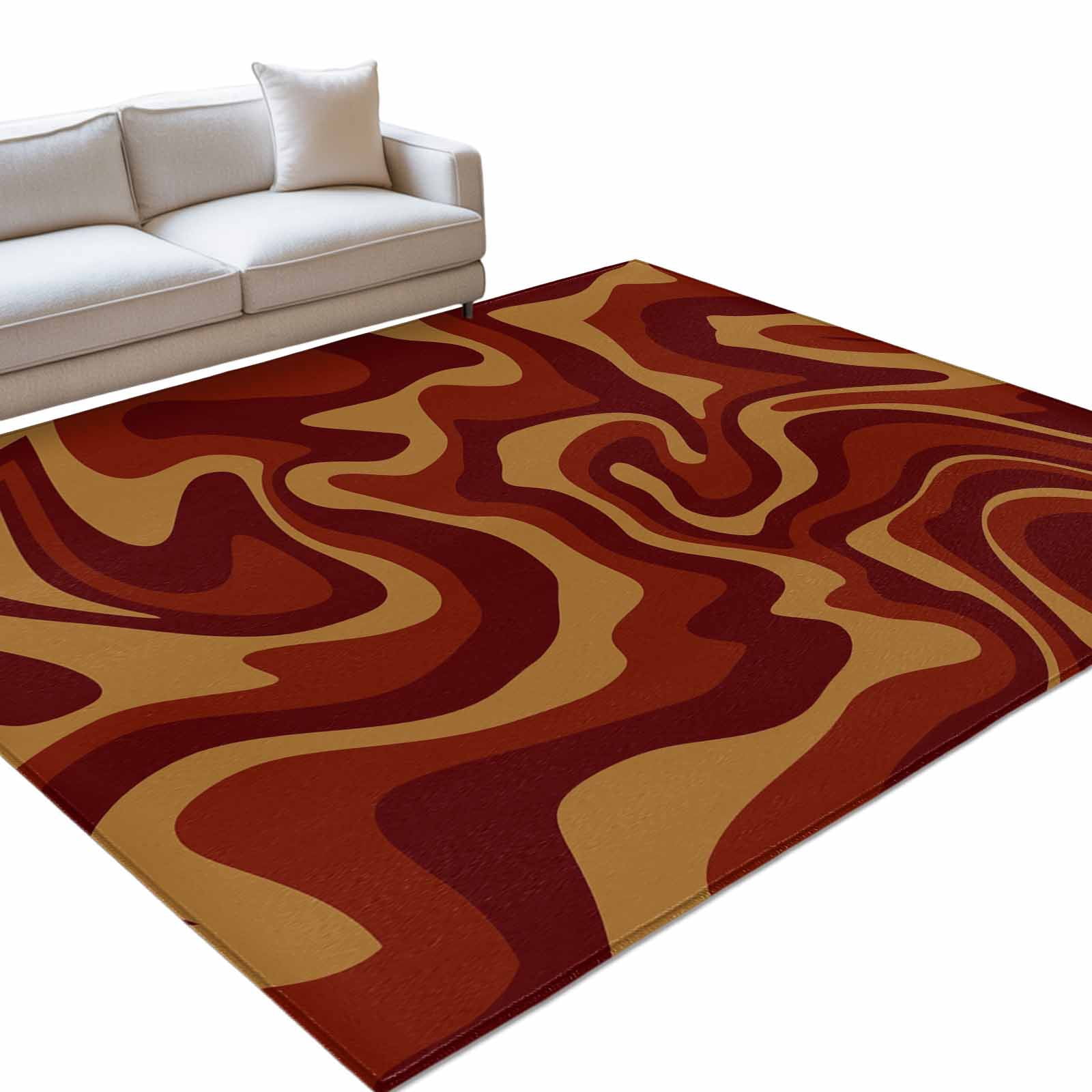 Abstract Distortion Texture Large Area Rugs 5x8ft Brown Yellow Line ...