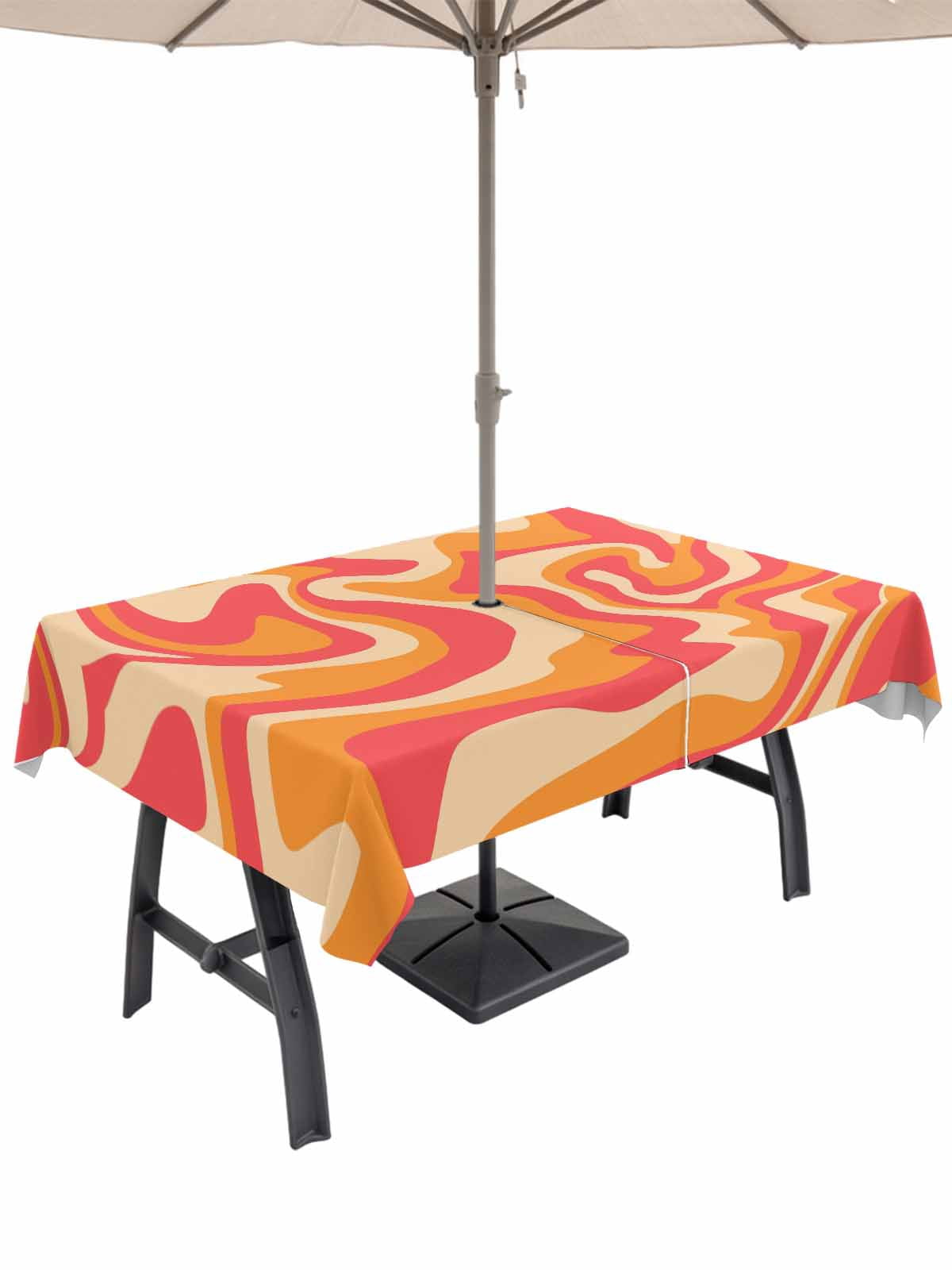 Abstract Distortion Texture Rectangle Outdoor Tablecloth with Umbrella ...