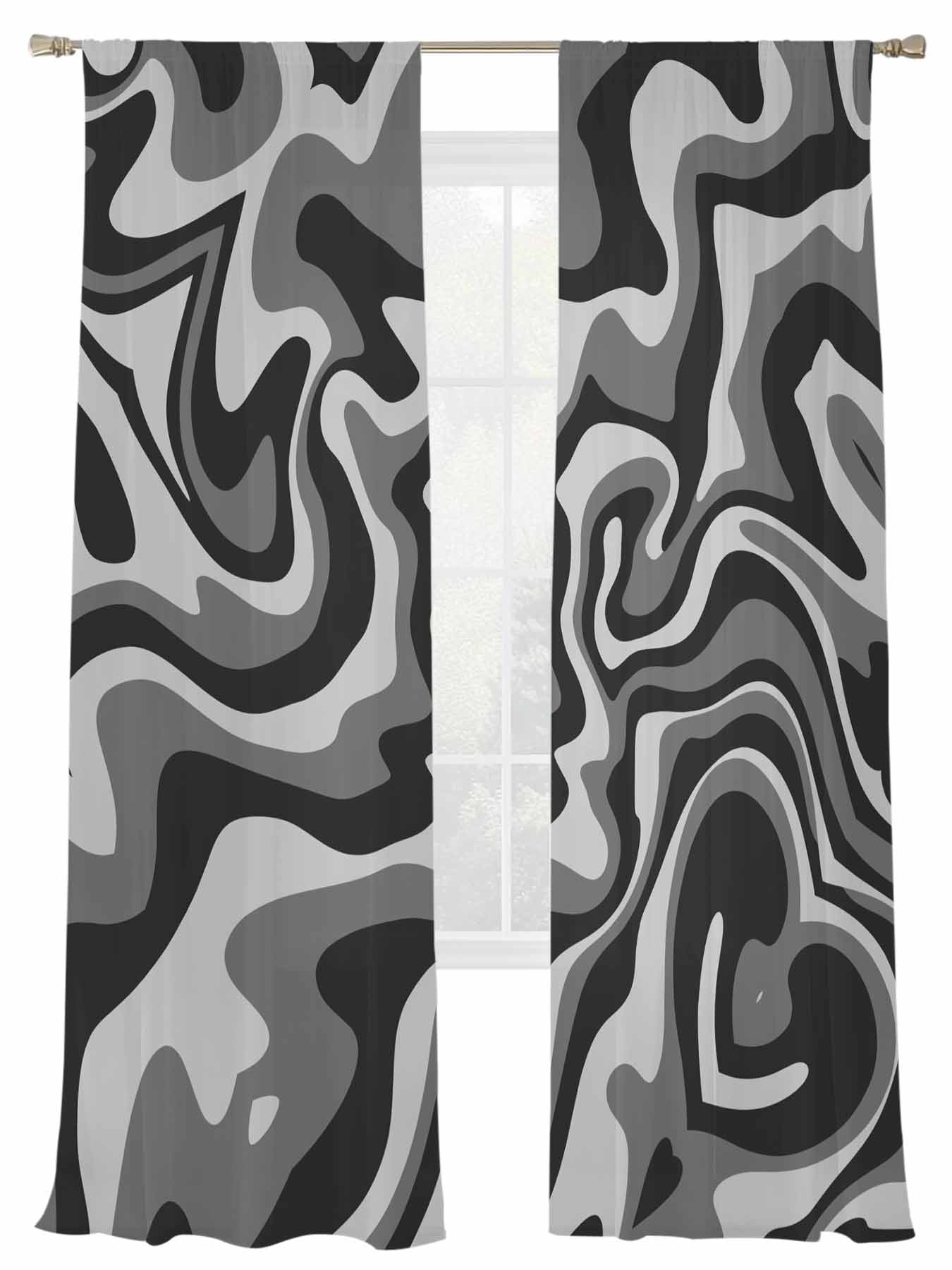Abstract Distortion Texture Sheer Curtains for Living Room Bedroom ...