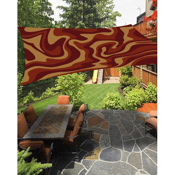 Abstract Distortion Texture Sun Shade Sail 14'X18' Brown Yellow Line ...