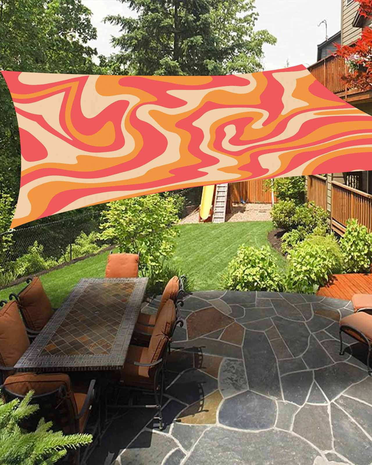 Abstract Distortion Texture Sun Shade Sail 8'X10' Red Yellow Line Fluid ...