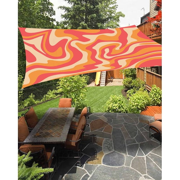 Abstract Distortion Texture Sun Shade Sail 8'X10' Red Yellow Line Fluid ...
