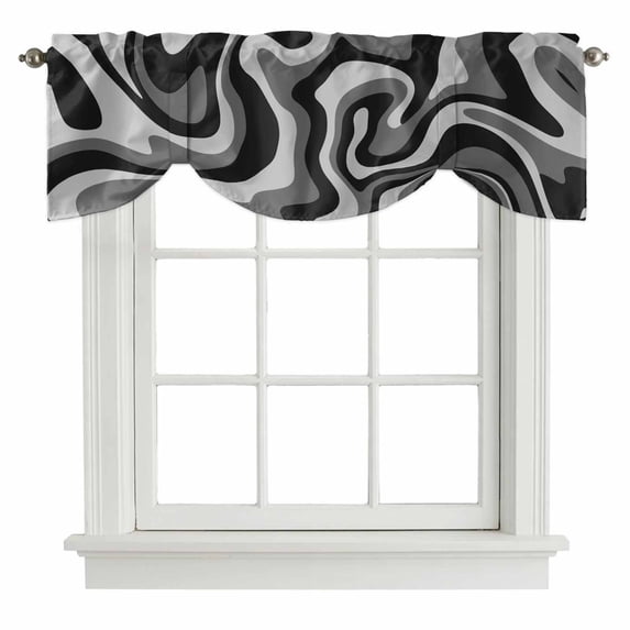 Abstract Distortion Texture Tie Up Valance Curtains Grey Black Line ...
