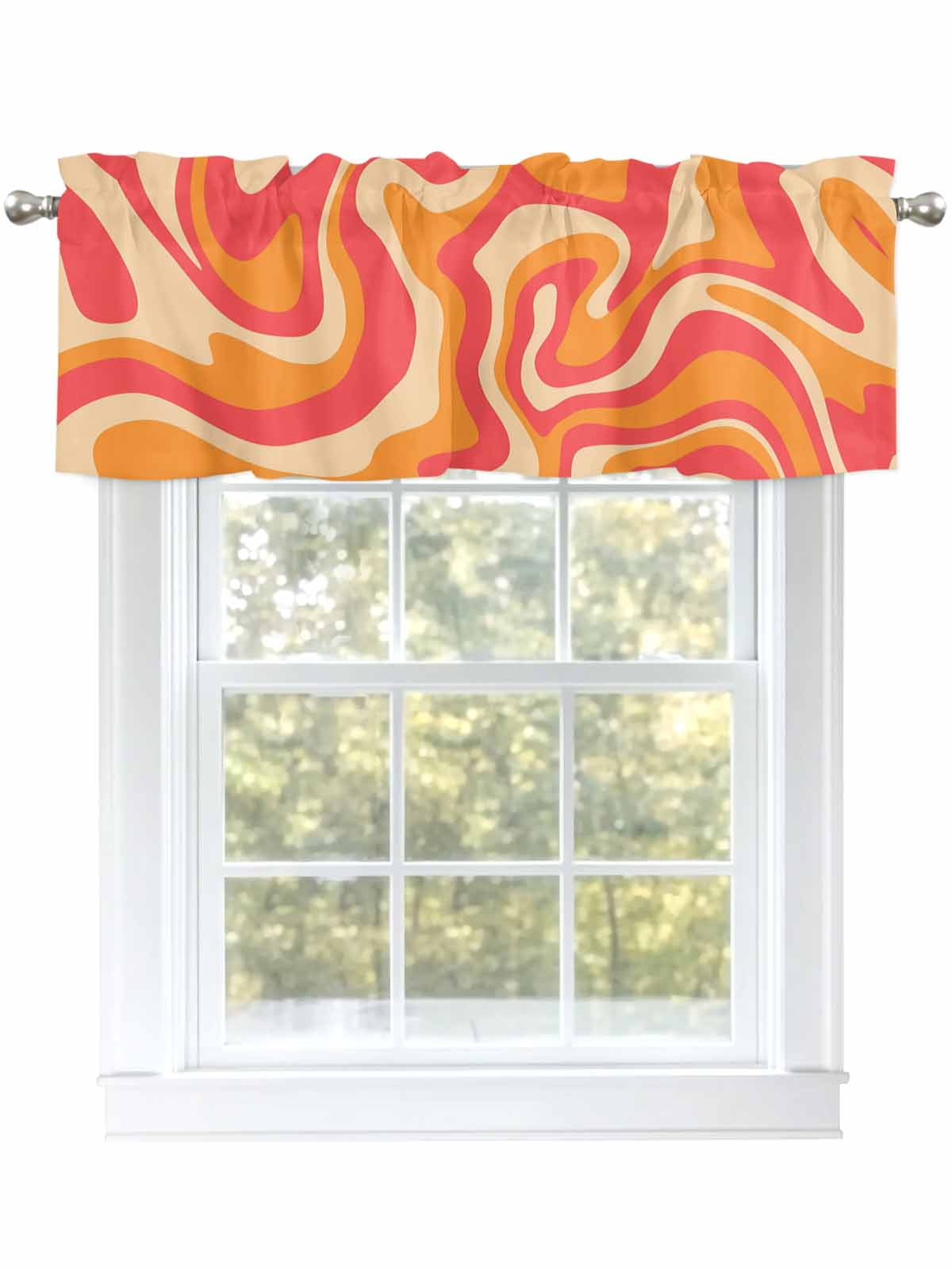 Abstract Distortion Texture Valances for Windows Red Yellow Line Fluid ...
