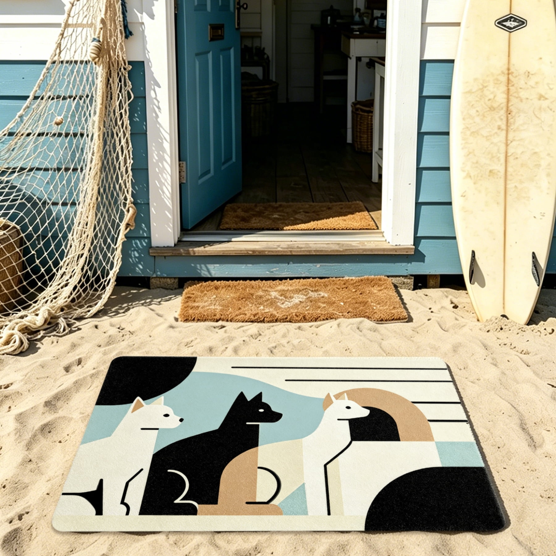 Abstract Dog Prints Diatomaceous Earth Bath Mat, Non-Slip Absorbent ...