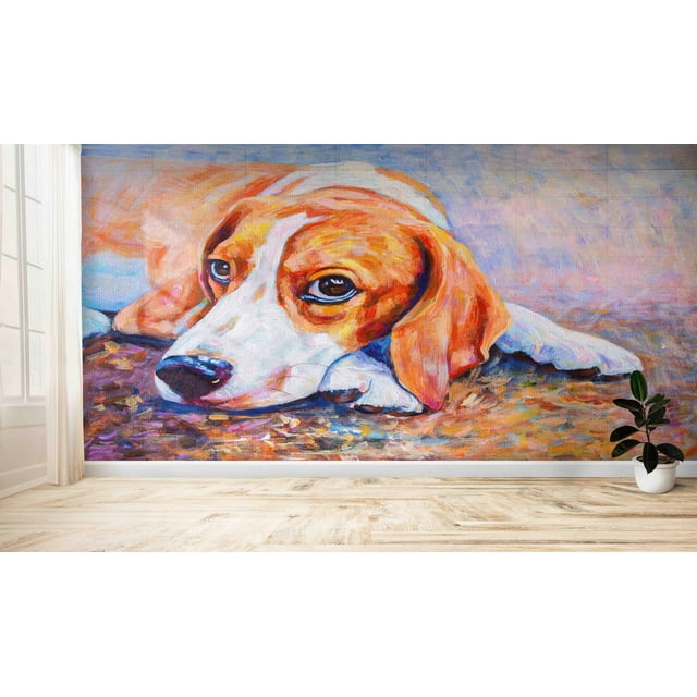 Abstract Dog Wall Mural, Oil Painting Print, 3d Wallpaper, Modern ...