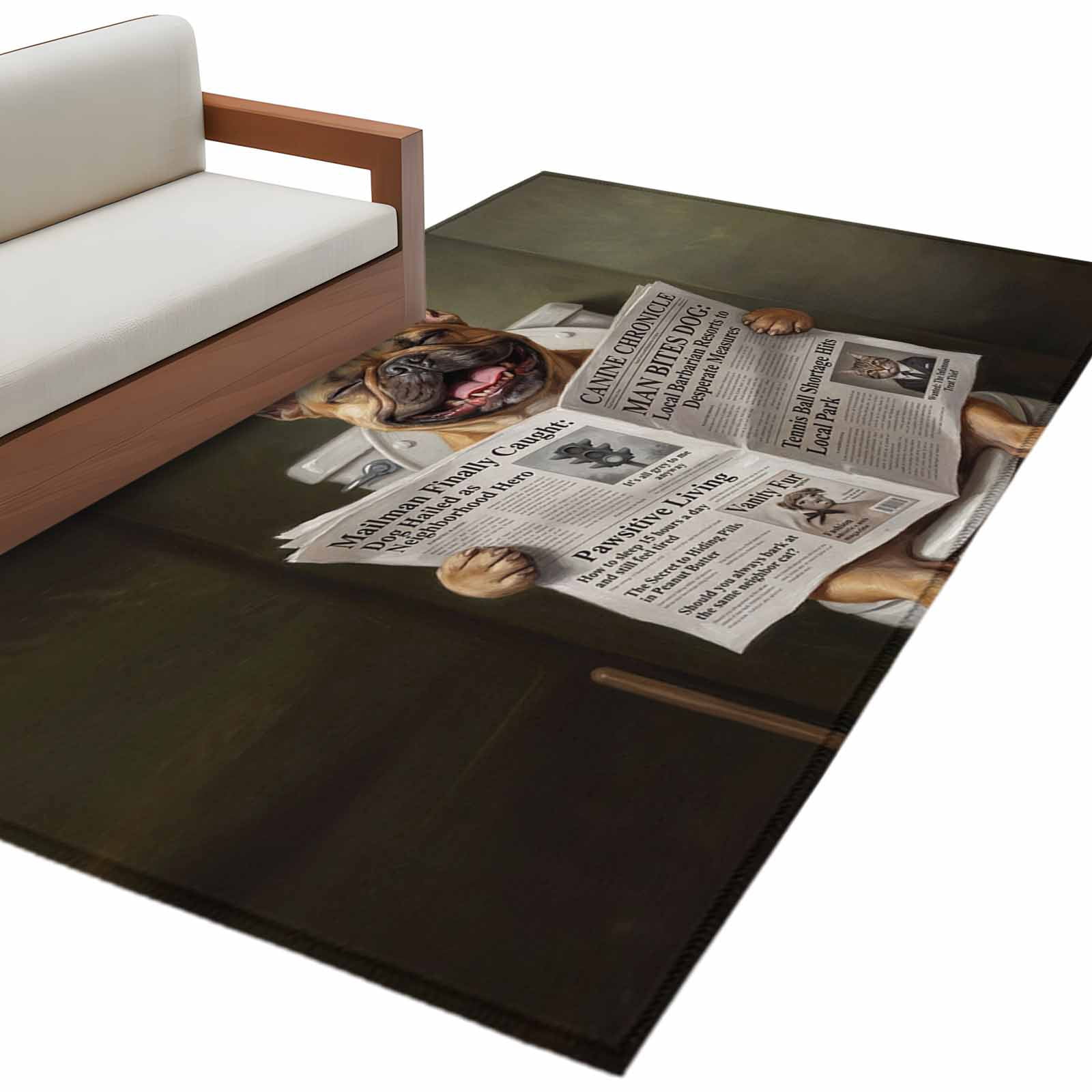 Abstract Dogs Area Rug 3x5 Washable Rug Non Slip Cute Puppy Reading ...