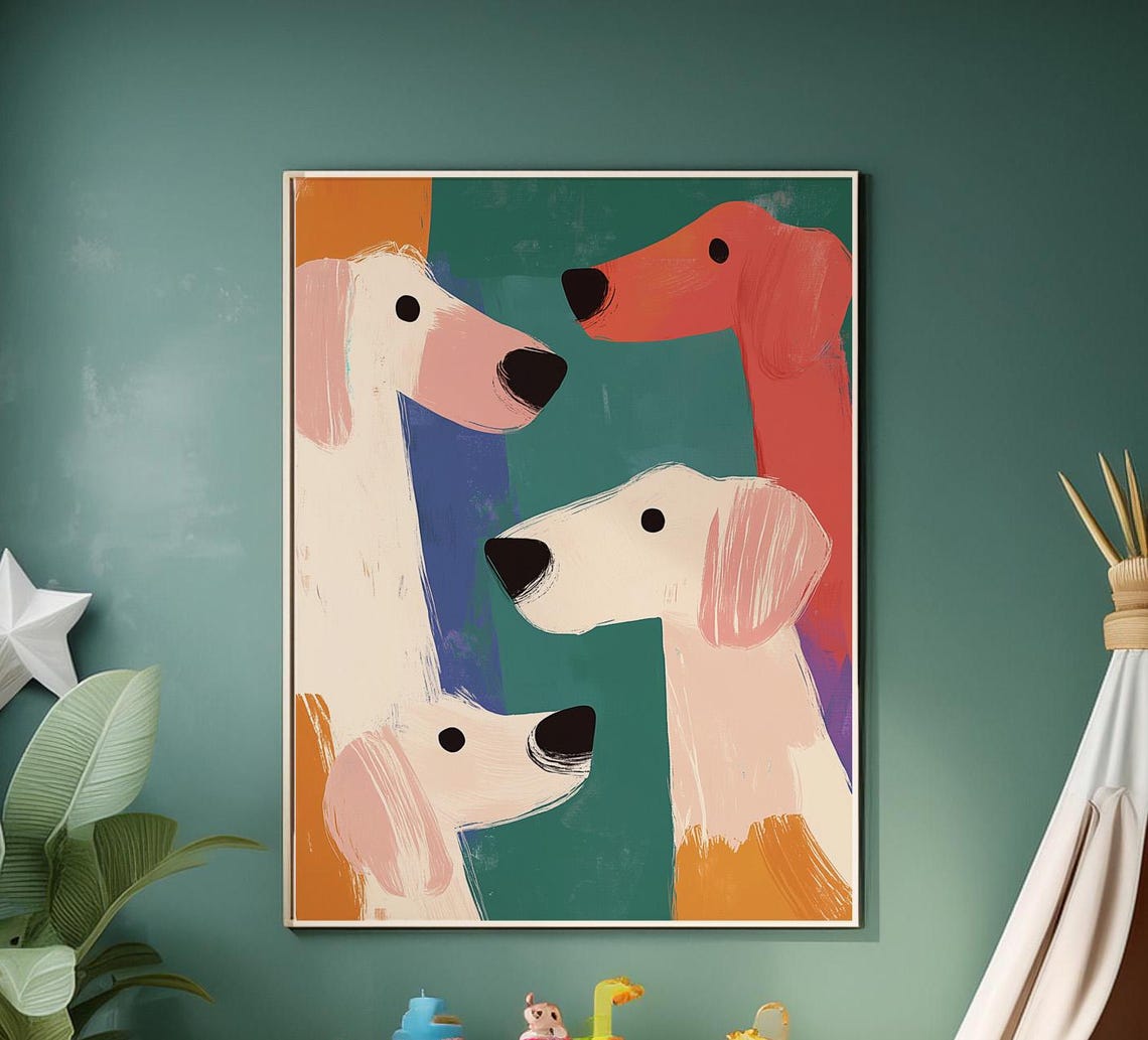 Abstract Dogs Oil Acrylic Pet Dog Dog Lover Nursery Child Animals Zoo ...