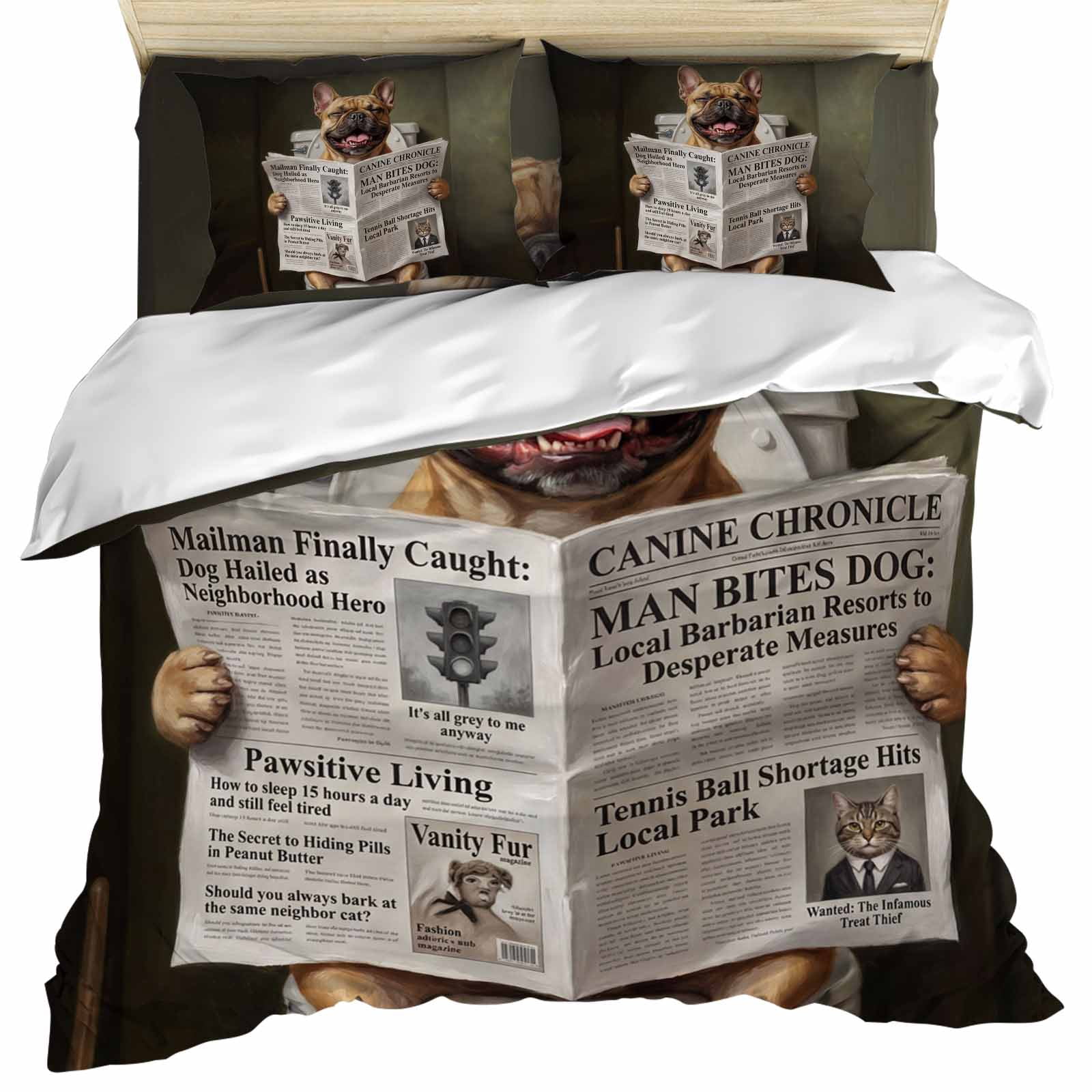 Abstract Dogs Set of 4 Bedding Quilt Covers, Cute Puppy Reading ...