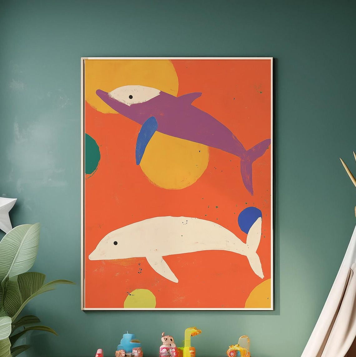 Abstract Dolphin Oil Acrylic Pet Dolphins Fish Lover Nursery Child ...