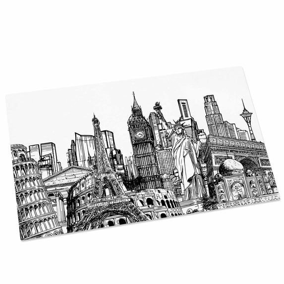 Abstract Door Mat 20x31.5 Inch Black and White Global Landmarks Modern ...