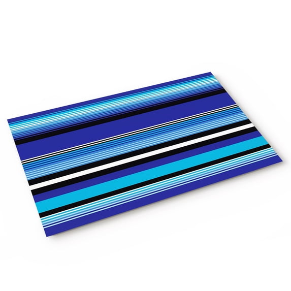 Abstract Door Mat Colorful Mexican Stripe Navy Blue Farmhouse Non Slip ...