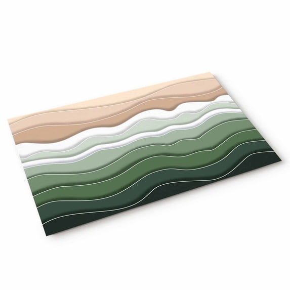 Abstract Door Mat Sage Green Brown Gradient Waves Beach Lines Non Slip ...