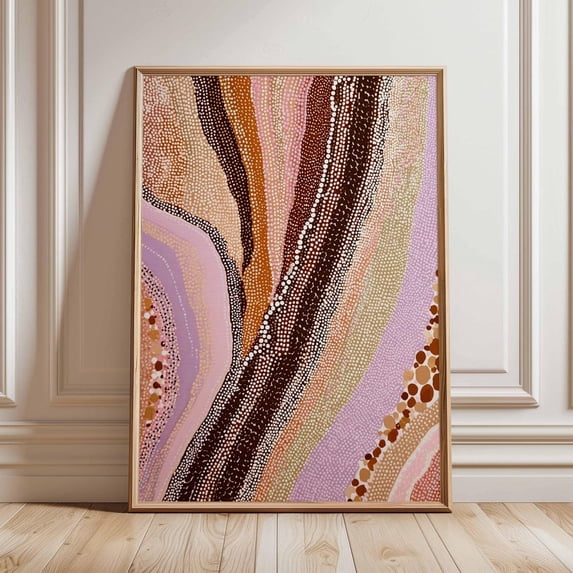 Abstract Dot Painting Wall Art Modern Boho Poster Earth Tone Geometric ...