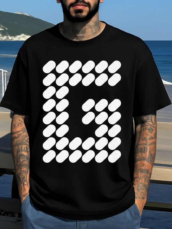 Abstract Dot Pattern men's Exercise 180G 100% Cotton black basketball ...