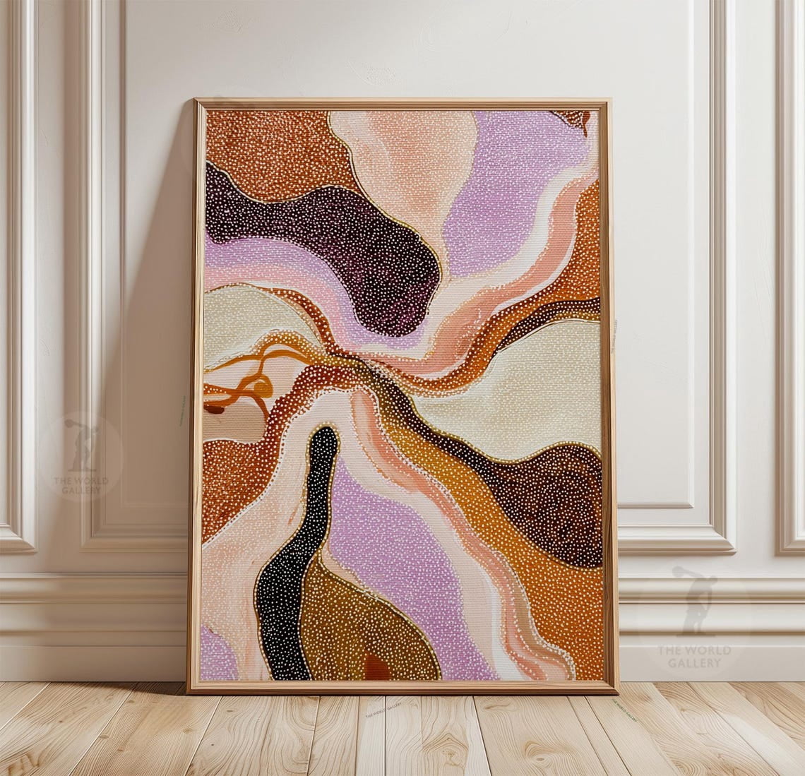 Abstract Dot Poster Pink Brown Modern Wall Art Boho Home Decor Art ...