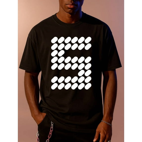 Abstract Dot Tee for men Exercise 180G 100% Cotton black Running gym ...