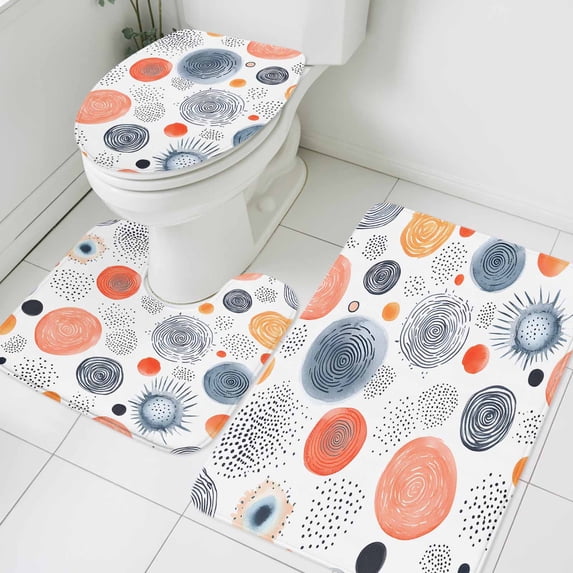 Abstract Dots Circles Bathroom Rugs Set Wave Point Lines Simple Non ...