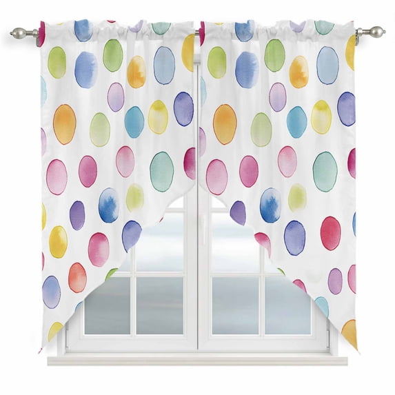 Abstract Dots Swag Curtain Valance for Window 2 Panels Colorful Dots ...