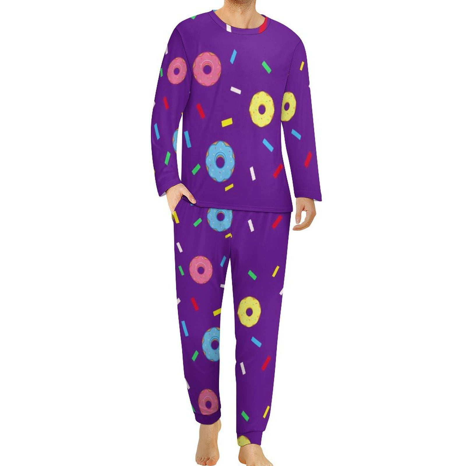 Abstract Doughnut Pajamas Sweet Food Print Man Long Sleeve Pajamas Set ...