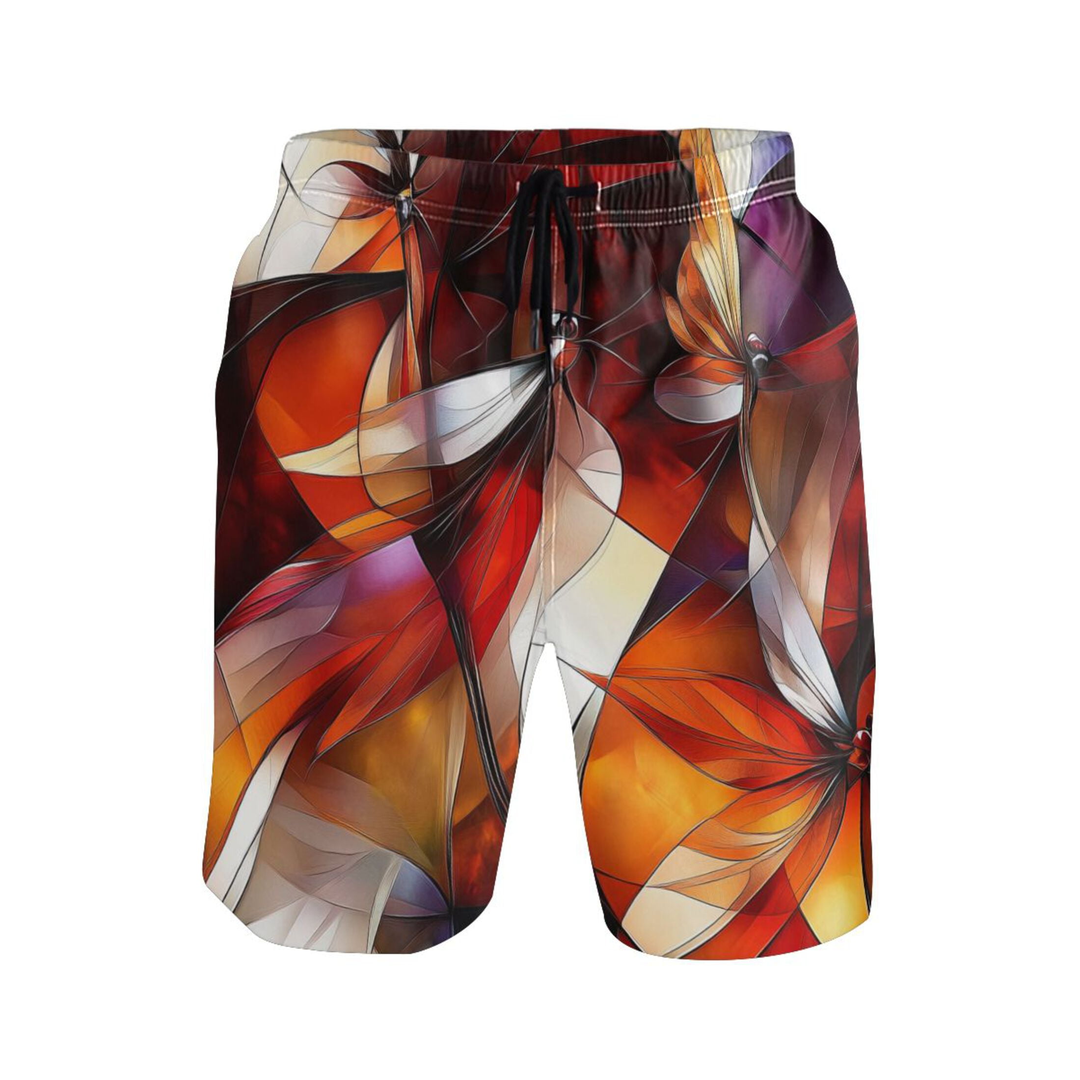 Abstract Dragonflies Small Size Men's Quick Dry Beach Shorts with Mesh ...