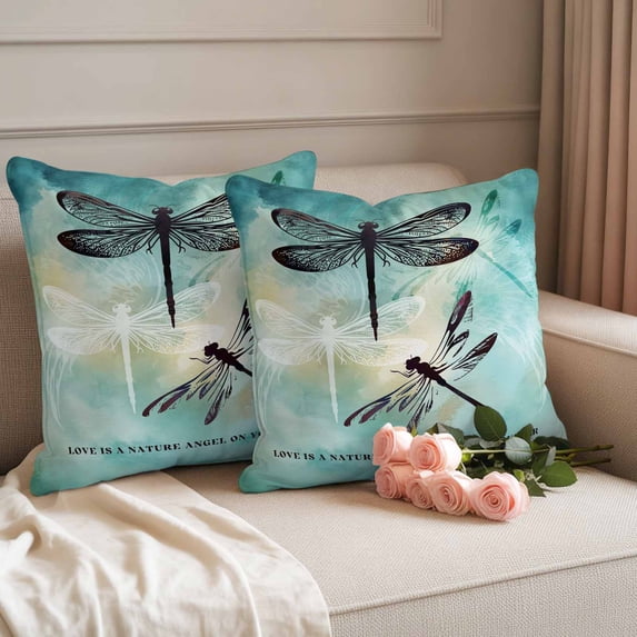 Abstract Dragonfly Pastoral Waterproof Throw Pillow Covers Set of 2 ...