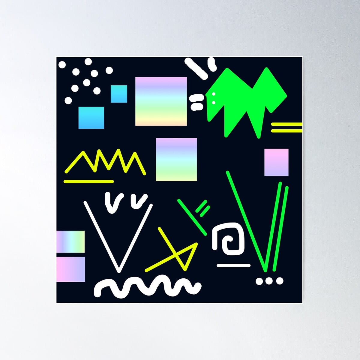 Abstract Drawing Shapes | Colorful Bright Abstract Drawing Poster Wall ...