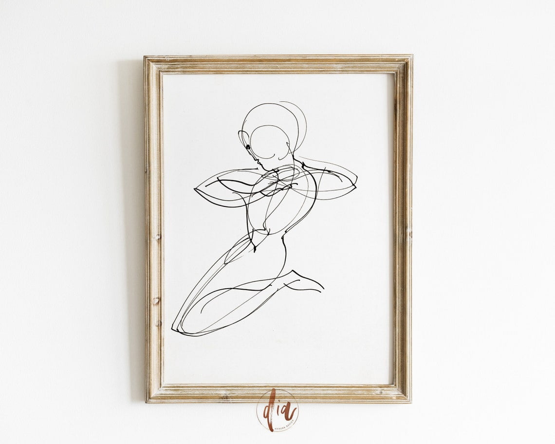 Abstract Drawing Vintage Figure Art Body Sketch Antique Minimalist Wall ...
