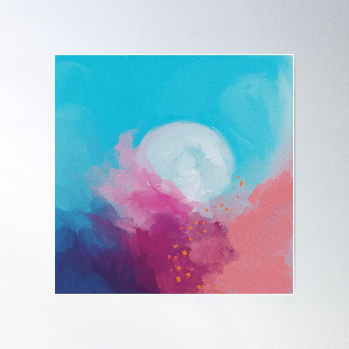 Abstract Dreamy Full Moon - Pink Blue Painting By Morgan Harper Nichols ...
