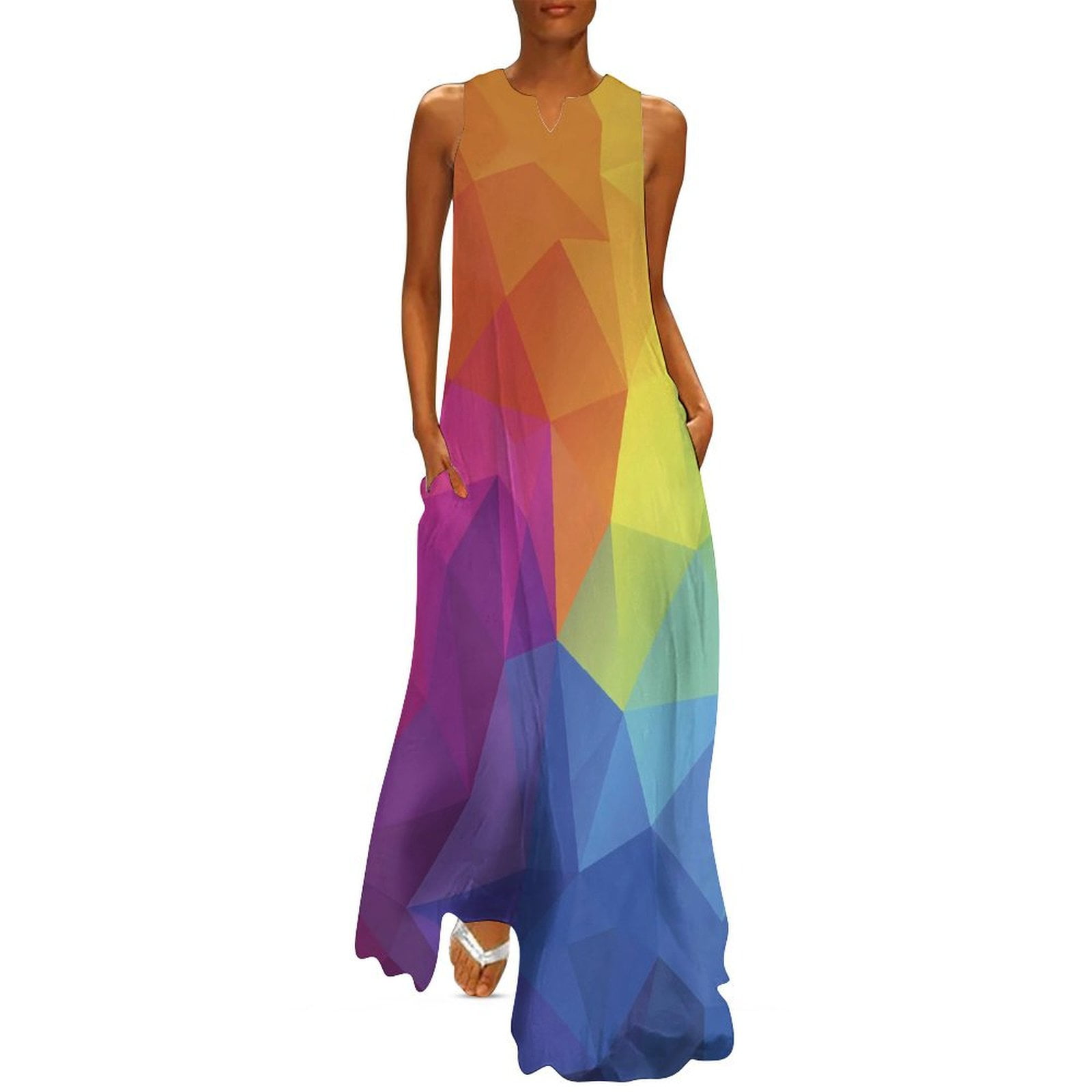 Abstract Dress Gradient Vintage Maxi Dress Streetwear Bohemia Long ...