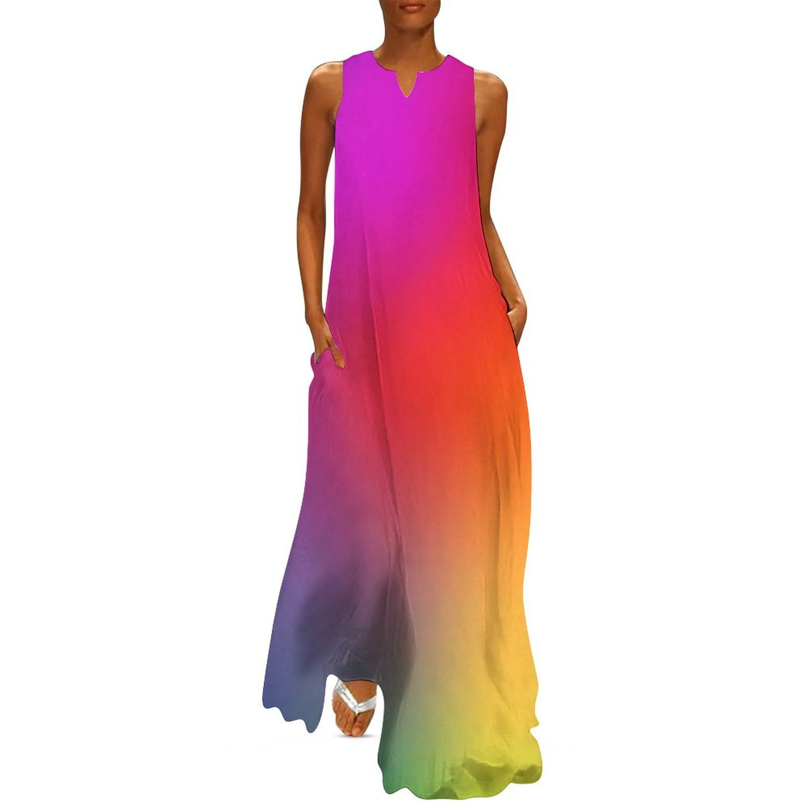 Abstract Dress Gradient Vintage Maxi Dress Streetwear Bohemia Long ...