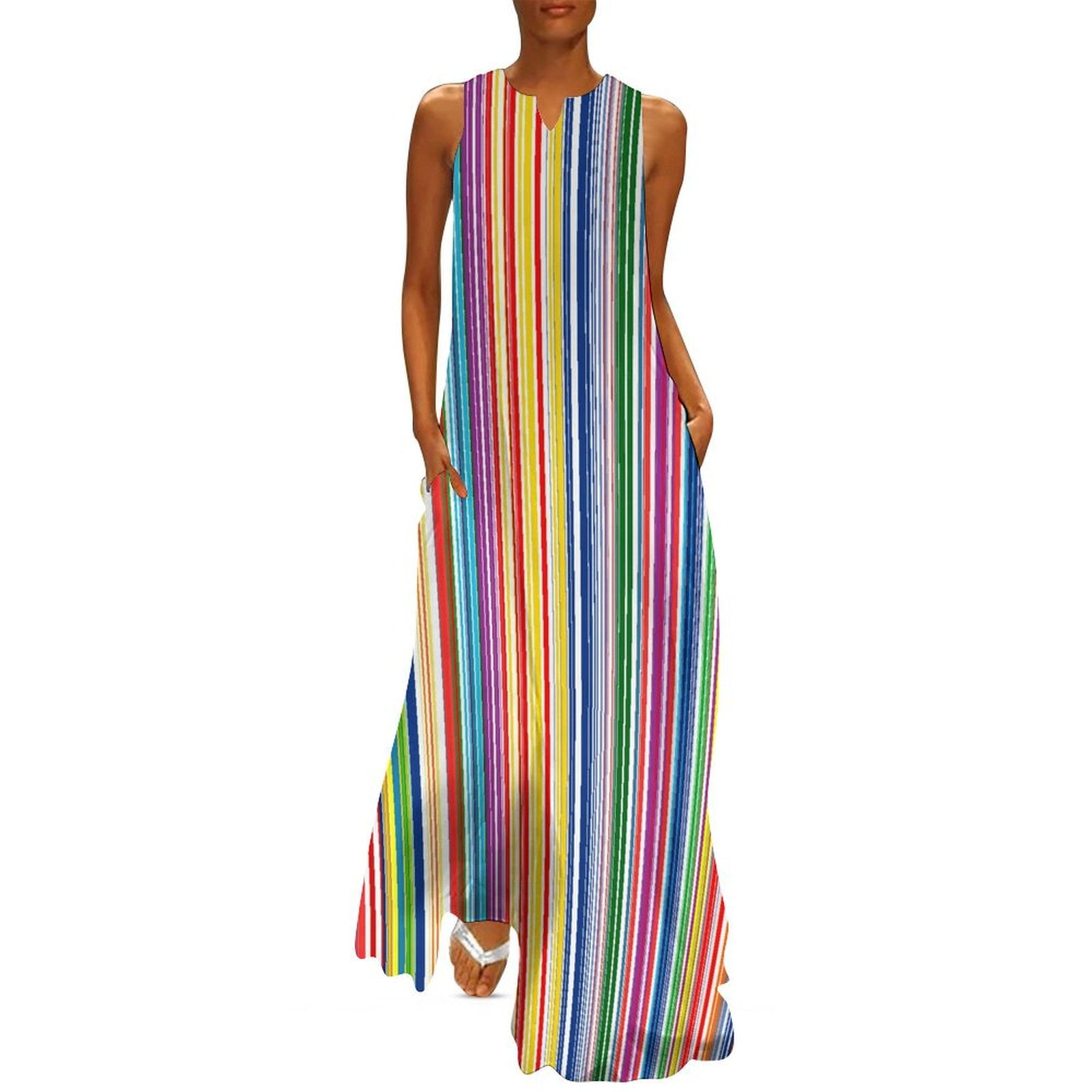 Abstract Dress Gradient Vintage Maxi Dress Streetwear Bohemia Long ...
