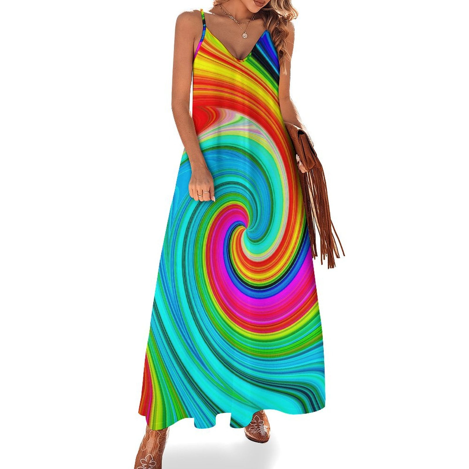 Abstract Dress Wave Liquid Shape Party Maxi Dress Streetwear Boho Beach ...