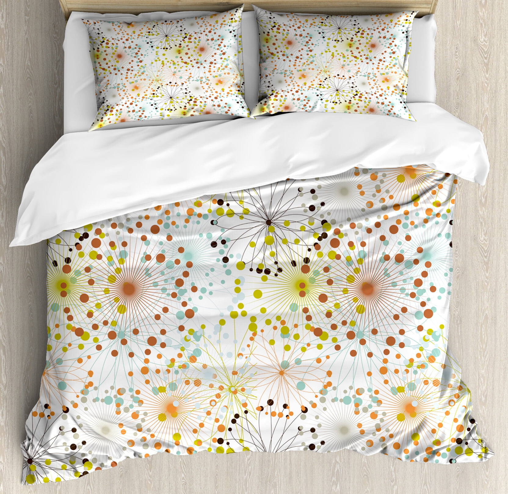 Abstract Duvet Cover Set, Abstract Lines with Colorful Dots Curves ...