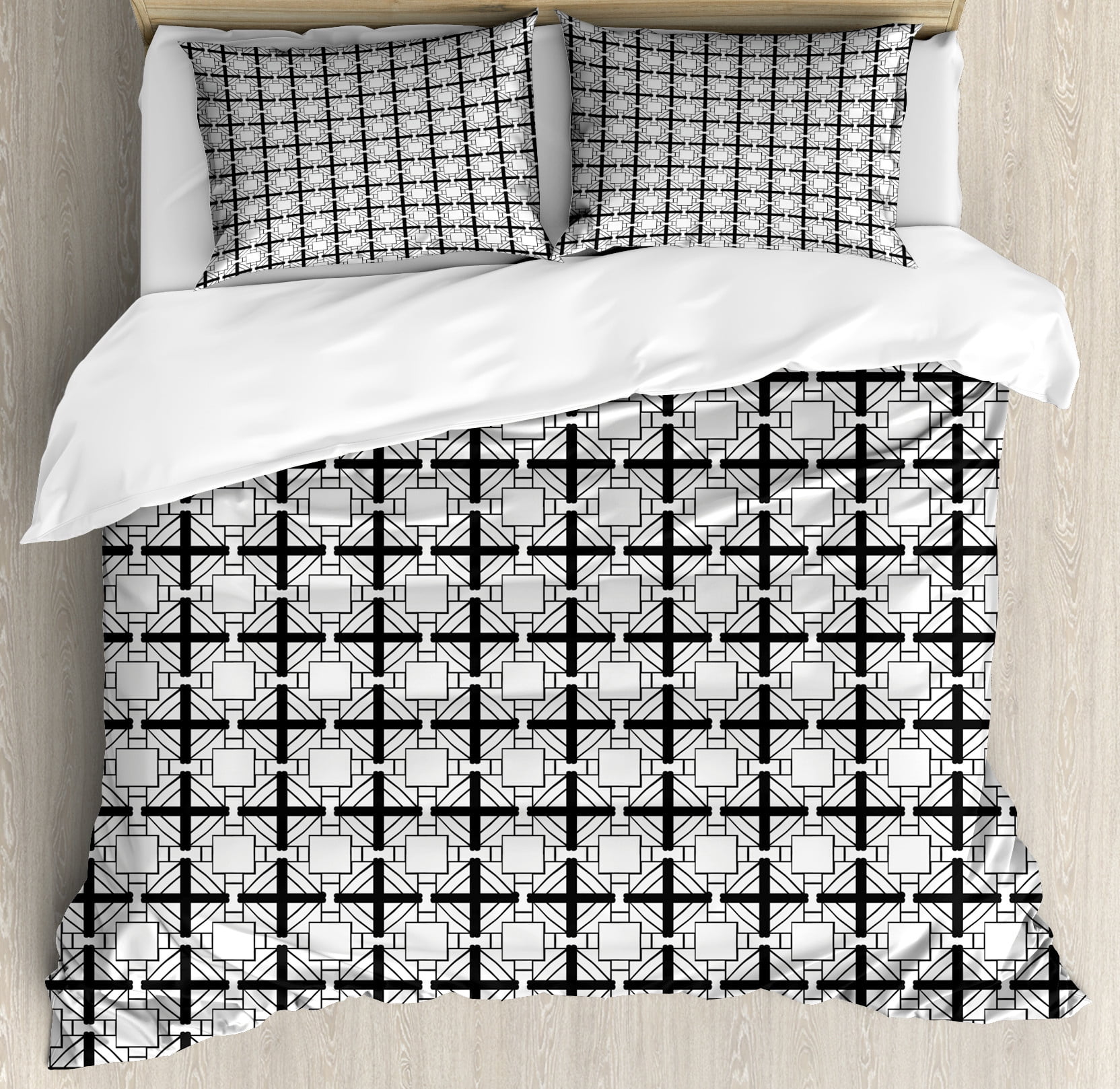 Abstract Duvet Cover Set, Art Deco Inspired Composition of Various ...