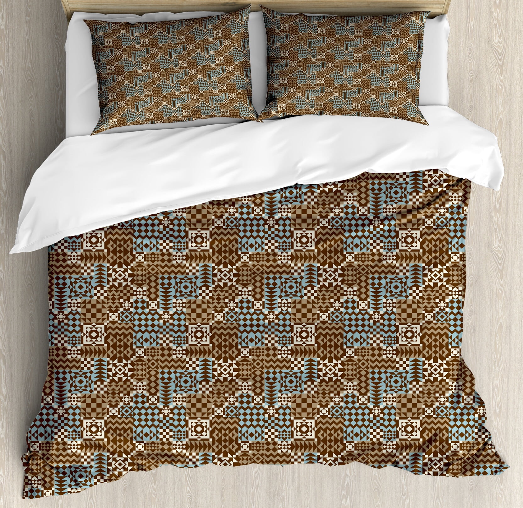 Abstract Duvet Cover Set, Autumn Tones Geometry Chaotic Elements Print ...