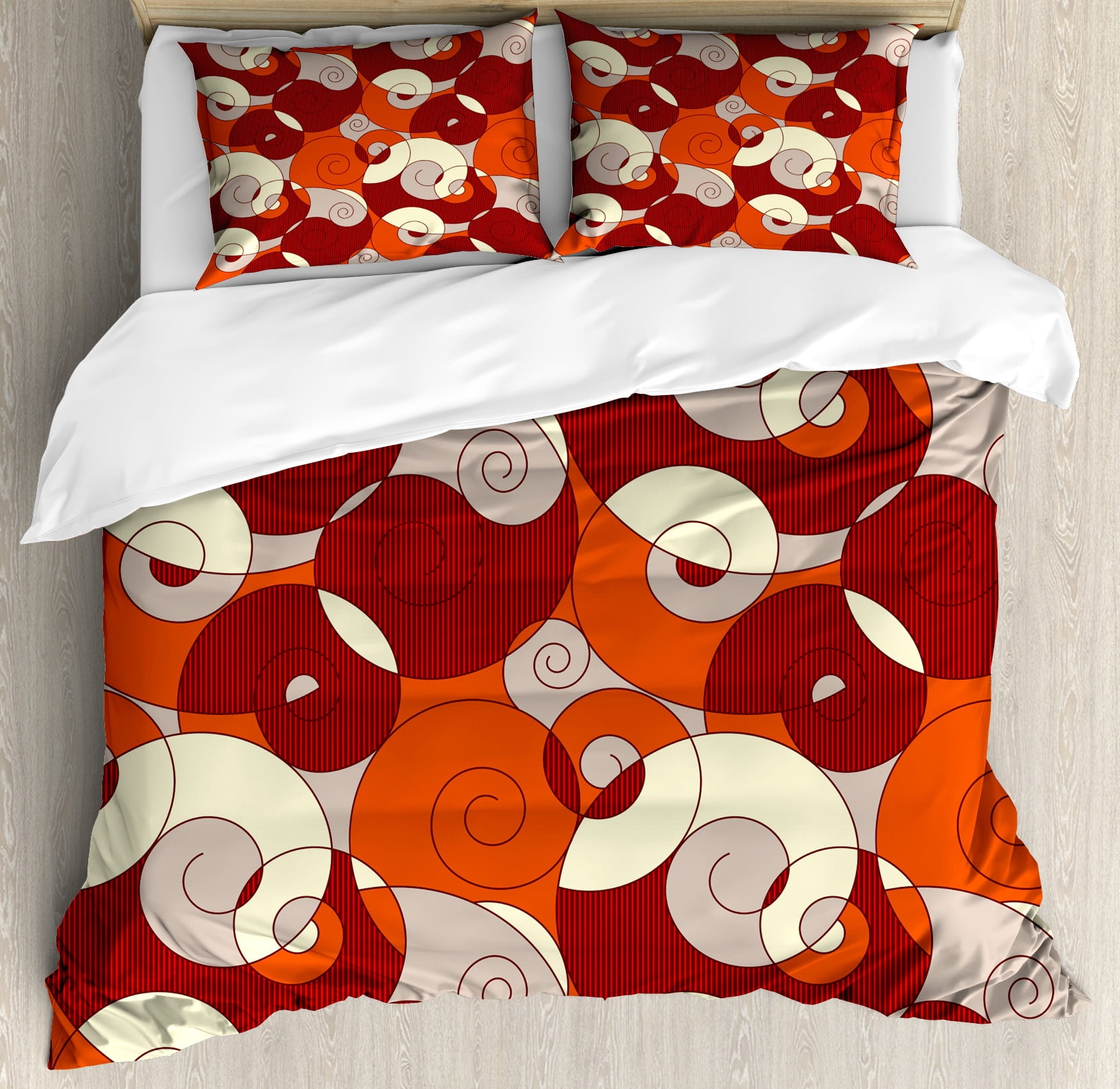 Abstract Duvet Cover Set, Abstract Bold Spiral Motifs Circled Modern ...