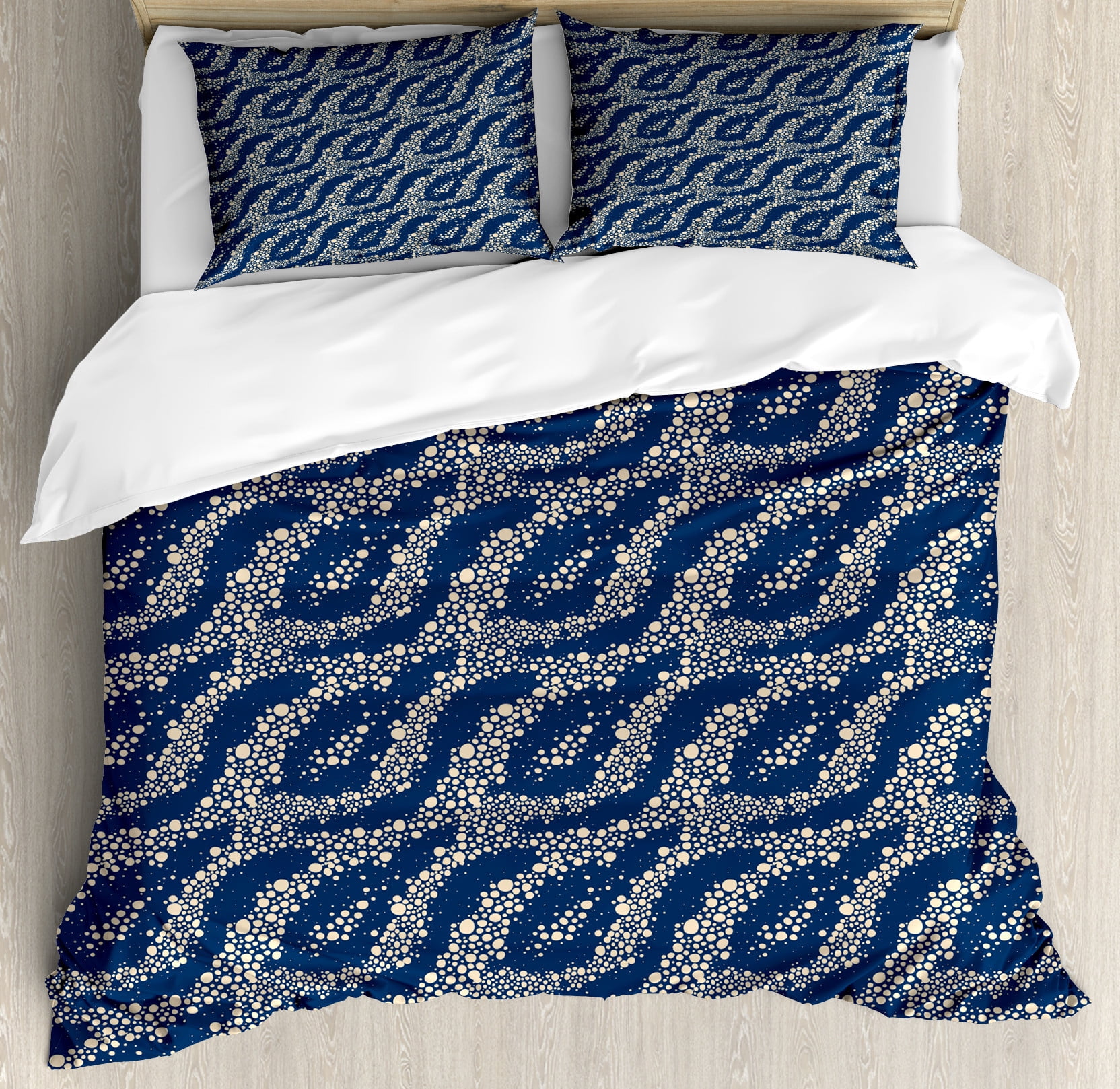 Abstract Duvet Cover Set, Bubbly Elements Bicolour Design Irregular ...