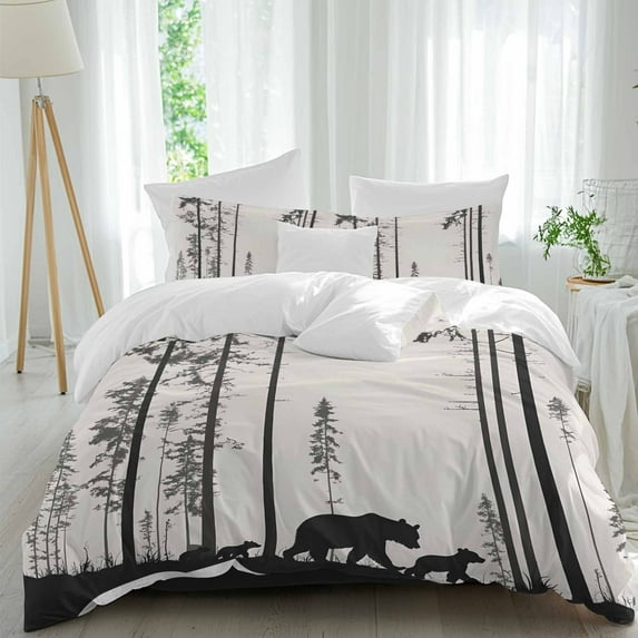 Abstract Duvet Cover Set California King Size Animal Bear Family Forest ...