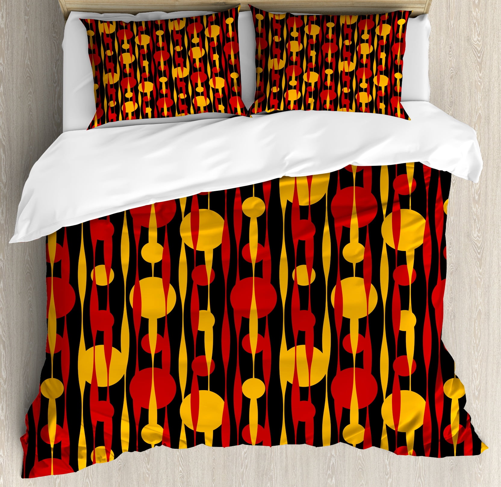 Abstract Duvet Cover Set, Circles Funky 70's Style Motifs in Warm Tones ...