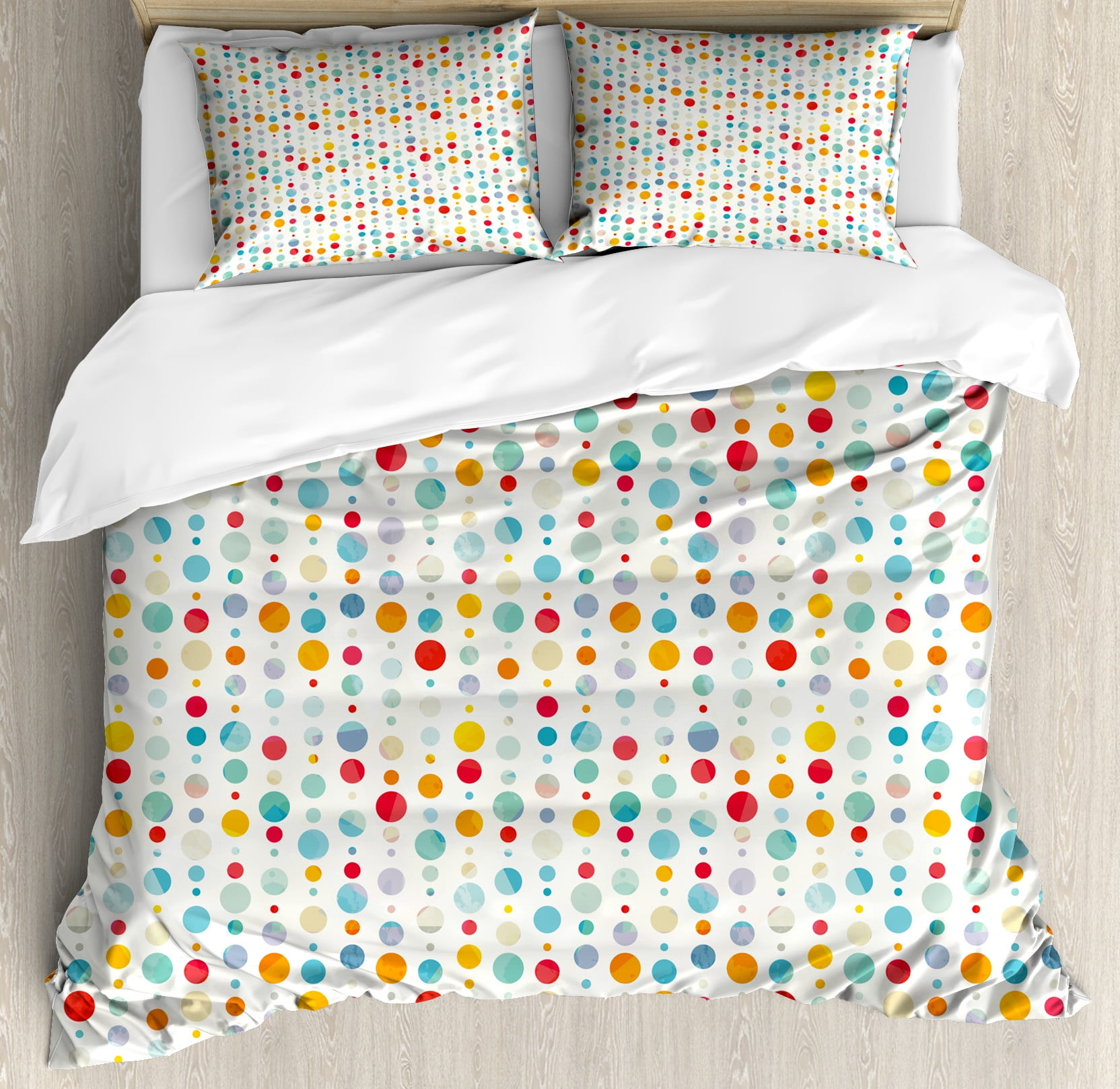 Abstract Duvet Cover Set, Colorful Circular Large Dots Bubble Happy ...
