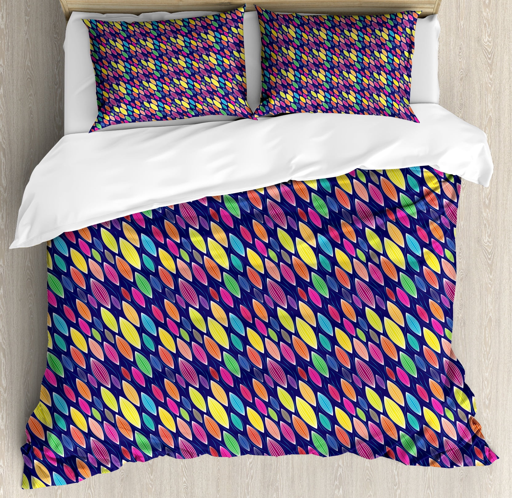 Abstract Duvet Cover Set, Colorful View of Round Striped Elements ...