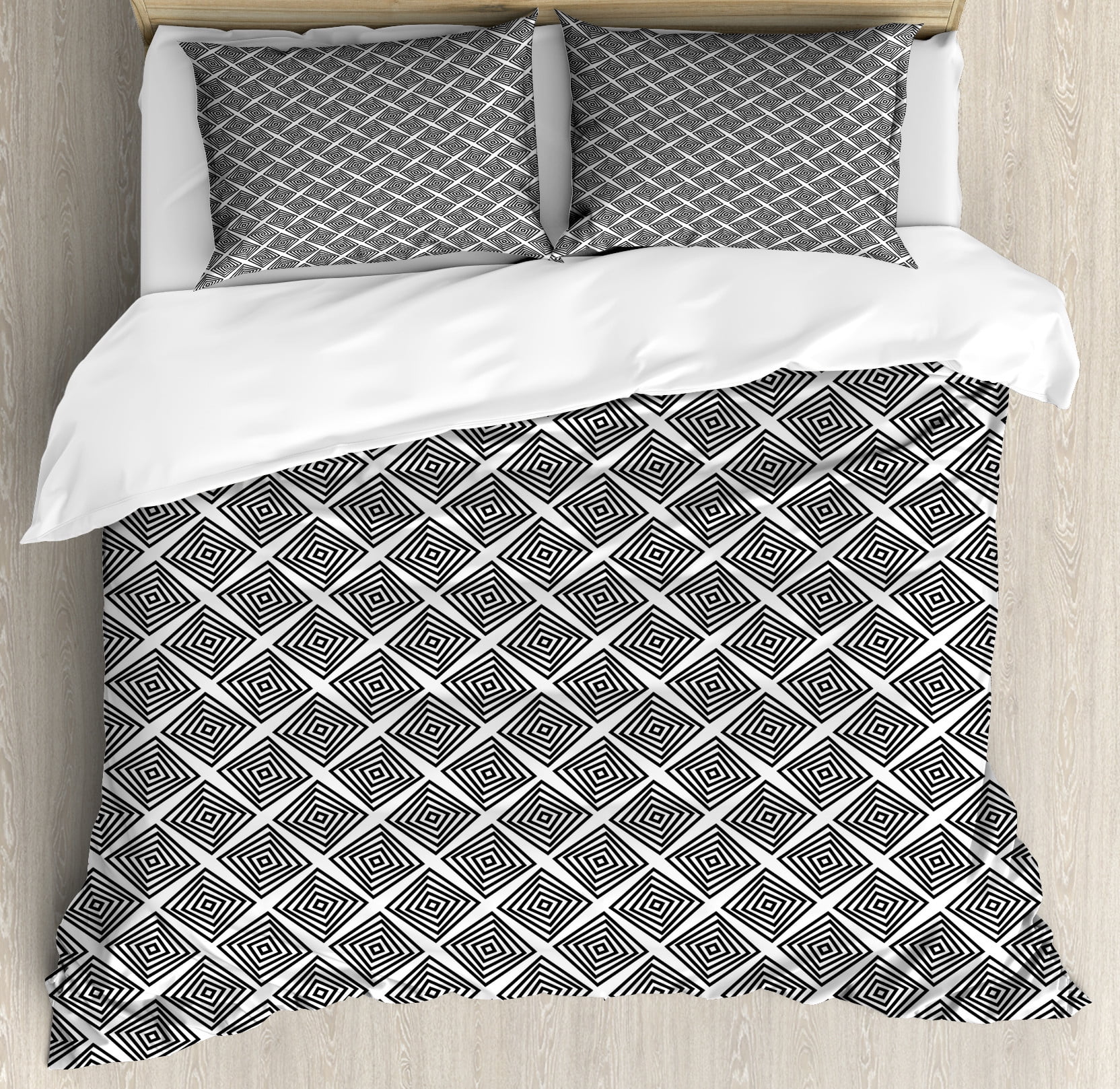 Abstract Duvet Cover Set, Concentric Squares Pattern Contemporary Art ...