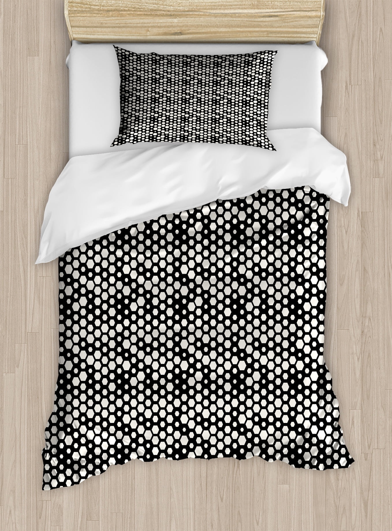 Abstract Duvet Cover Set Continuing Formation Of Hexagons On A Dark
