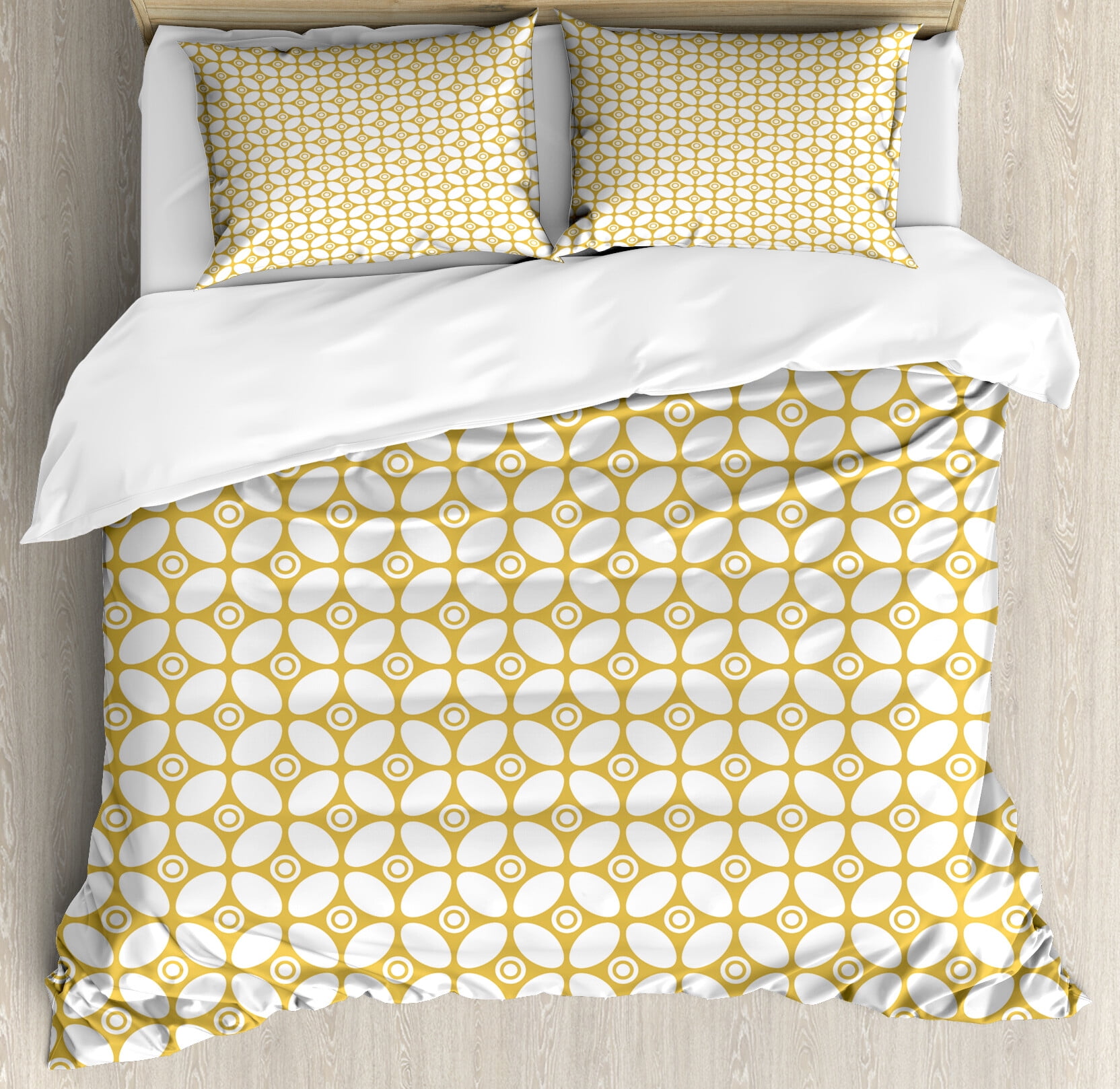 Abstract Duvet Cover Set, Continuing Print of Flower Round Motifs ...